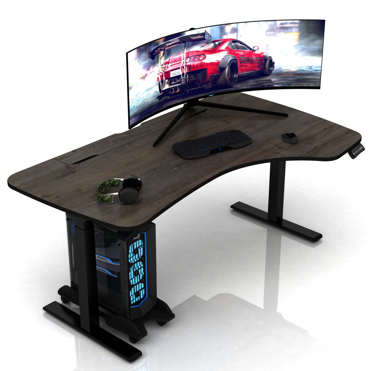 Столы электро-регулируемые по высоте Стол с электрорегулировкой высоты правый угол DX ODYSSEY амберг