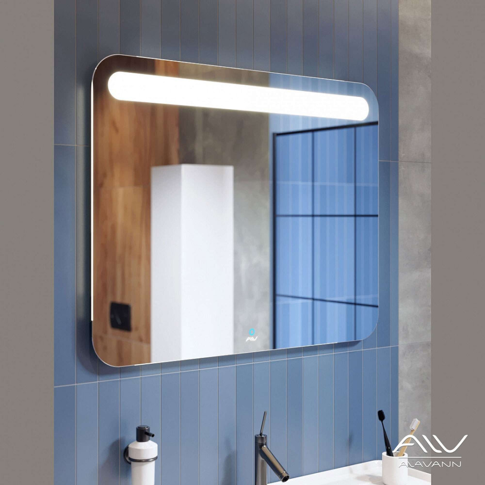 Зеркало Alavann Largo 100 см, с подсветкой, белый