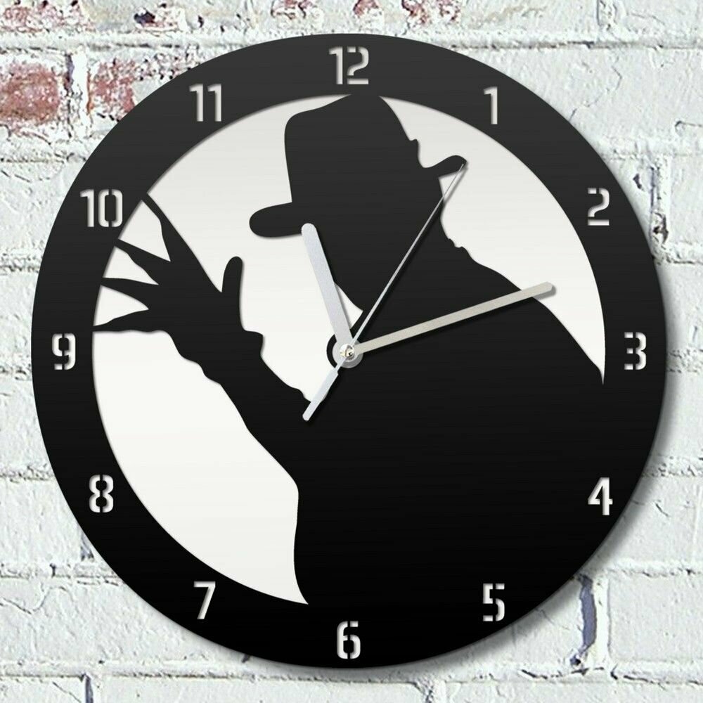 Настенные деревянные бесшумные часы кино фредди крюгер - 2282