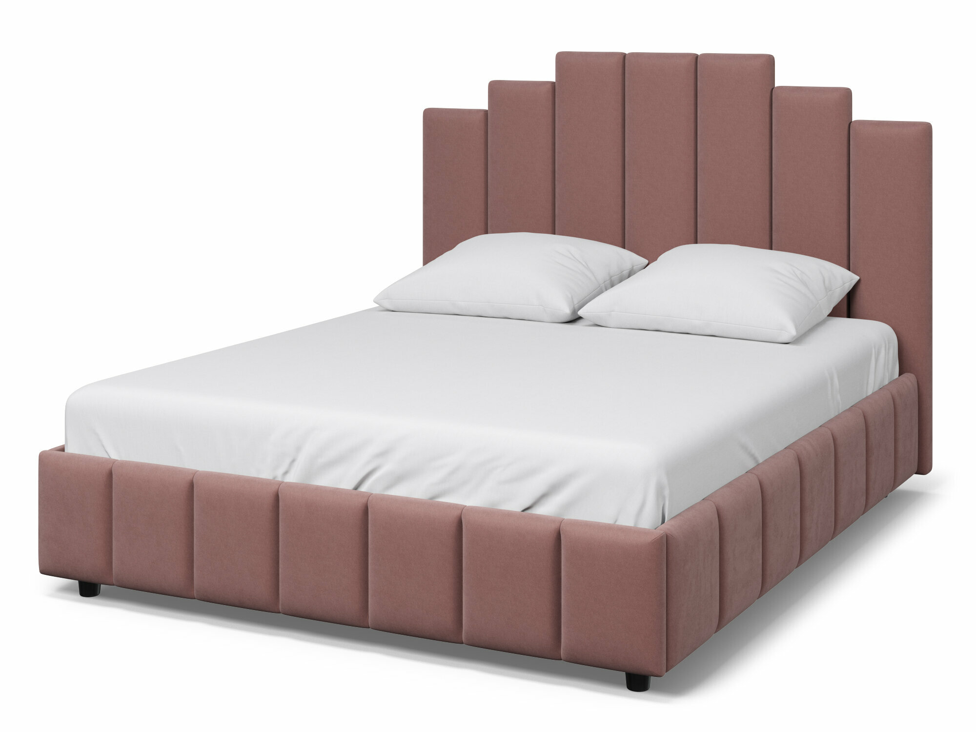 Двуспальная кровать 160х200, "ARTI" с мягким изголовьем для дома, для спальни, ортопедическое основание. Велюр Тёмно-лиловый (без подъёмного механизма) Teddy 633