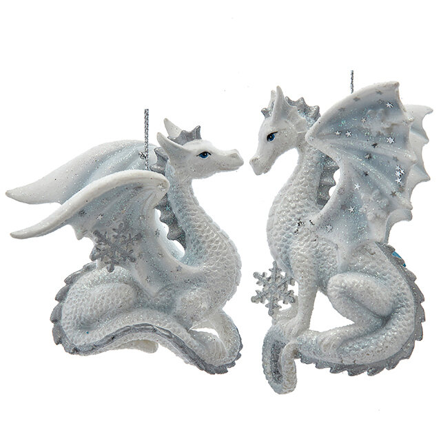 Набор елочных игрушек Драконы Эллион и Кристоф - Снежная долина Леруа 11 см, 2 шт, подвеска, Kurts Adler, E0540-набор