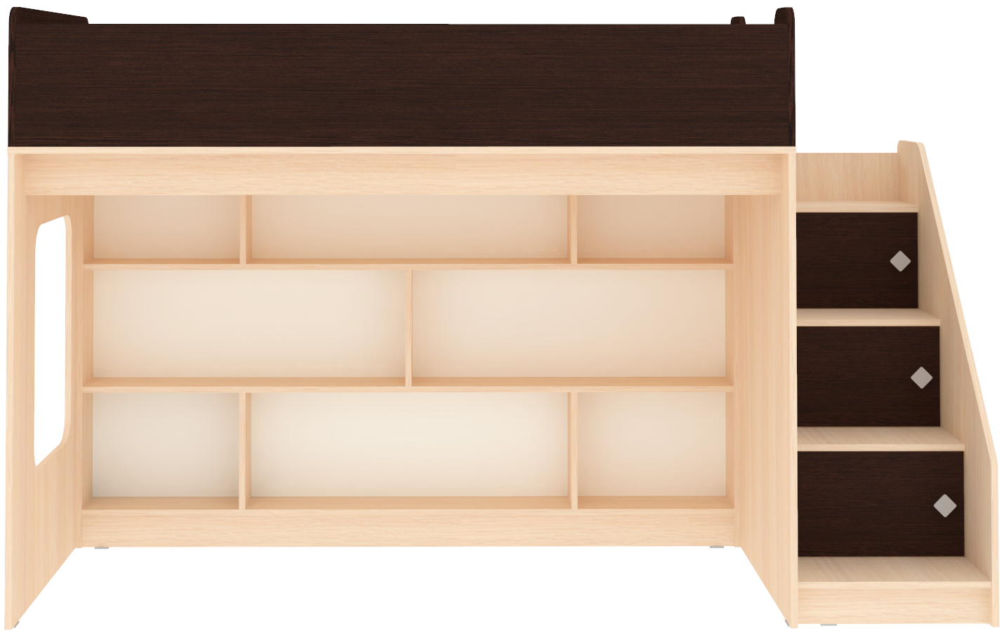 Кровать чердак Л 43.3.1 Дуб Молочный Венге