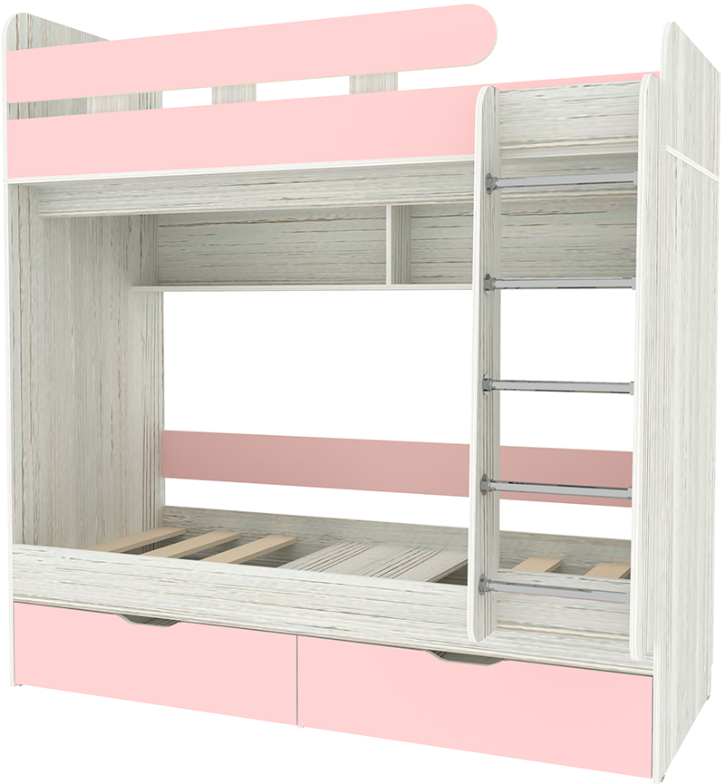 Двухъярусная кровать Юниор 5 80х190 Винтерберг Розовый