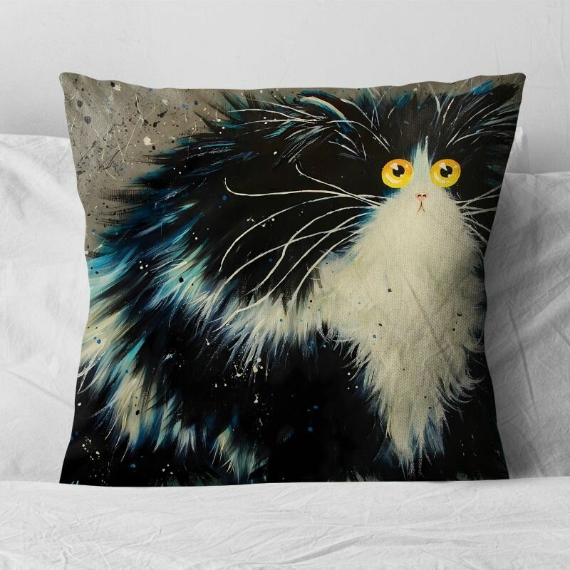 Подушка декоративная Кот Сугроб 40х40 велюр