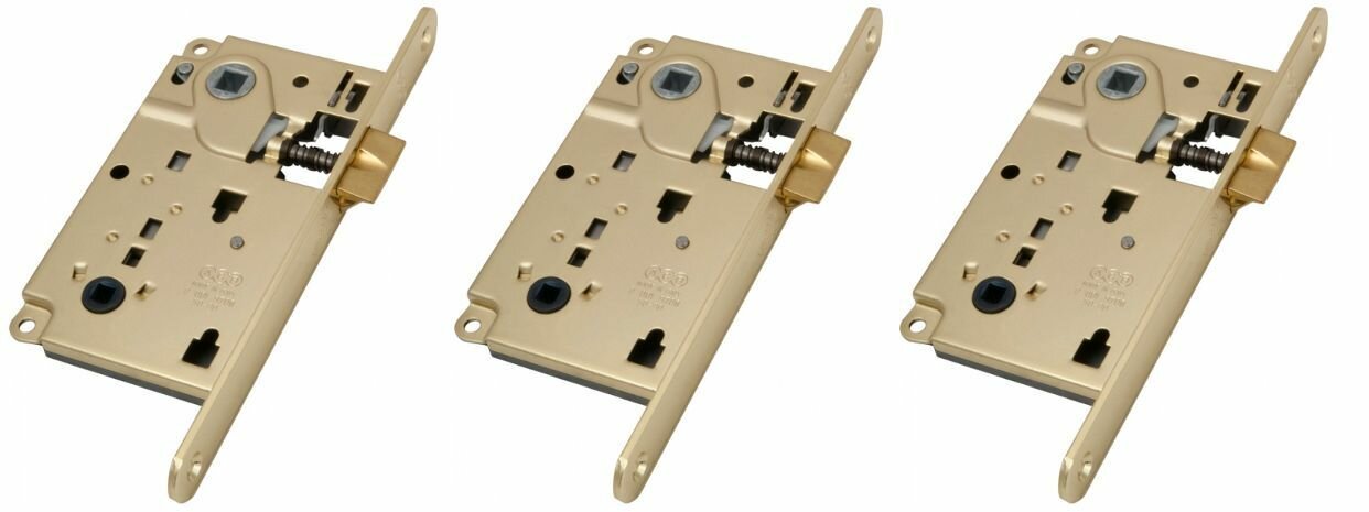 Замок AGB (АГБ) Centro межкомнатный WC защёлка вверху (латунь) B01013.50.03 (комплект 3 штуки)