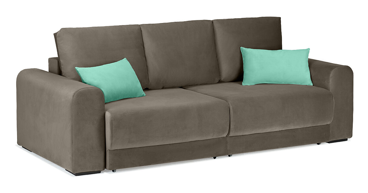 Диван раскладной еврокнижка Панчо в цвете коричневый, голубой (Велутто 24+44)