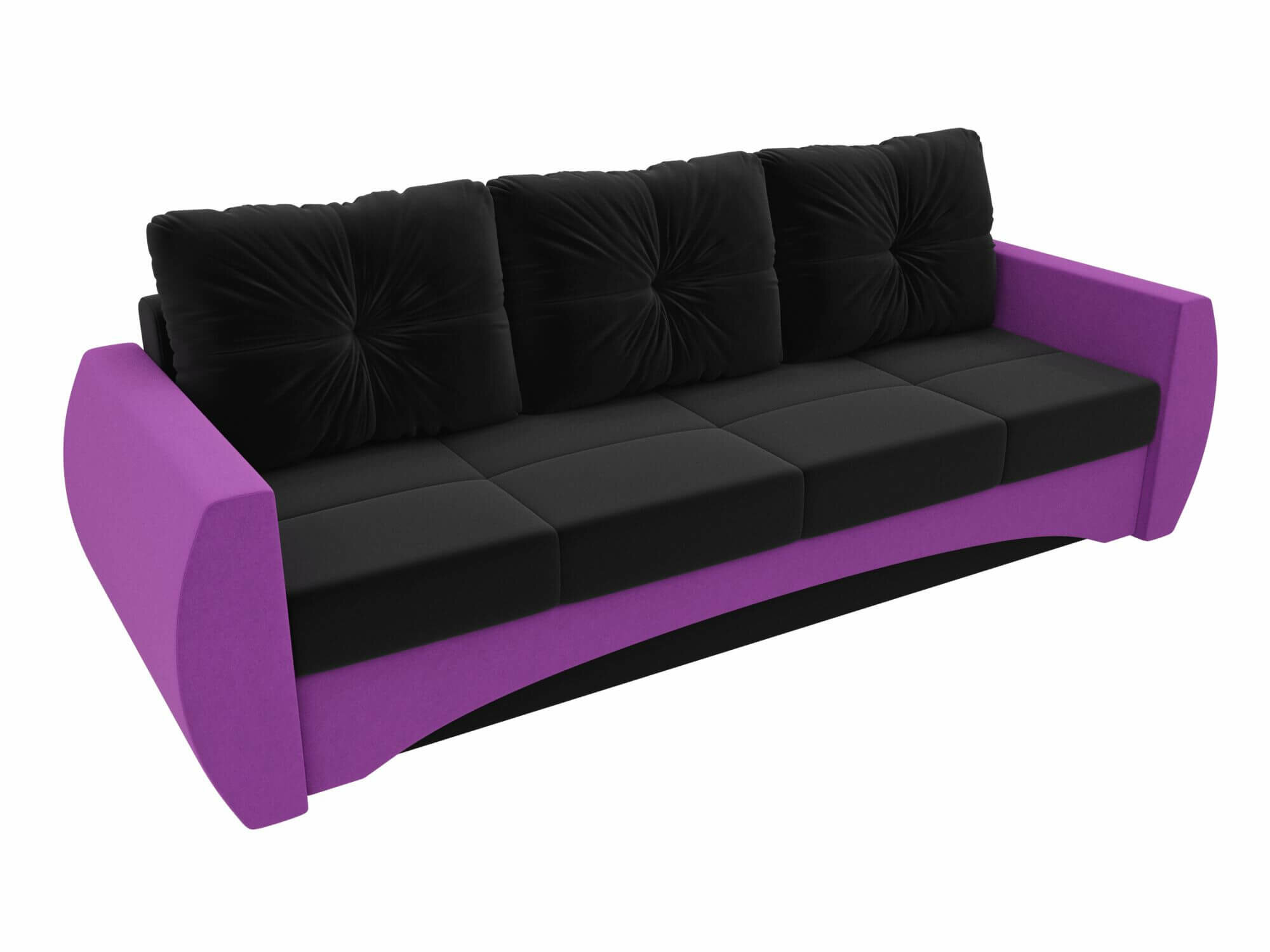 Artum Прямой диван Сатурн микровельвет черный фиолетовый