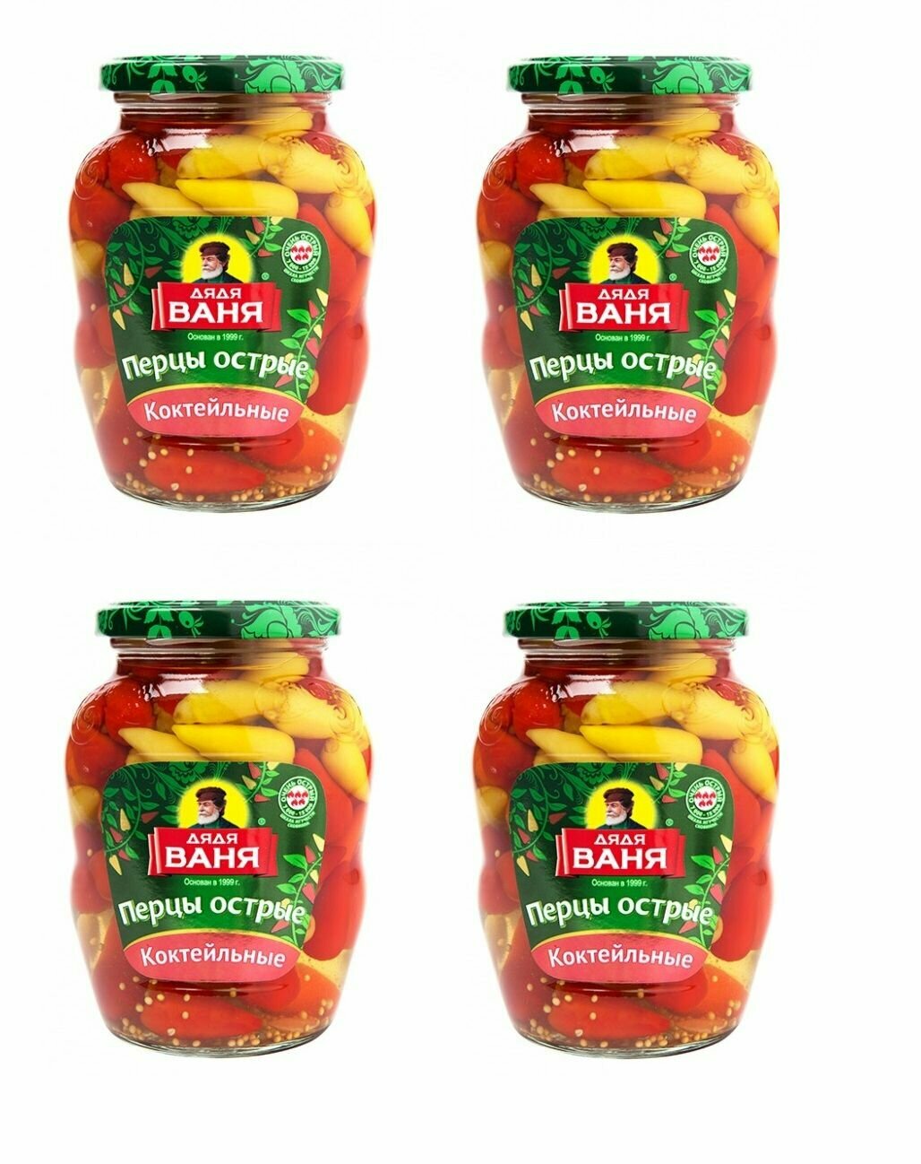Перцы острые Коктейльные "Дядя Ваня" 350 г 4 шт