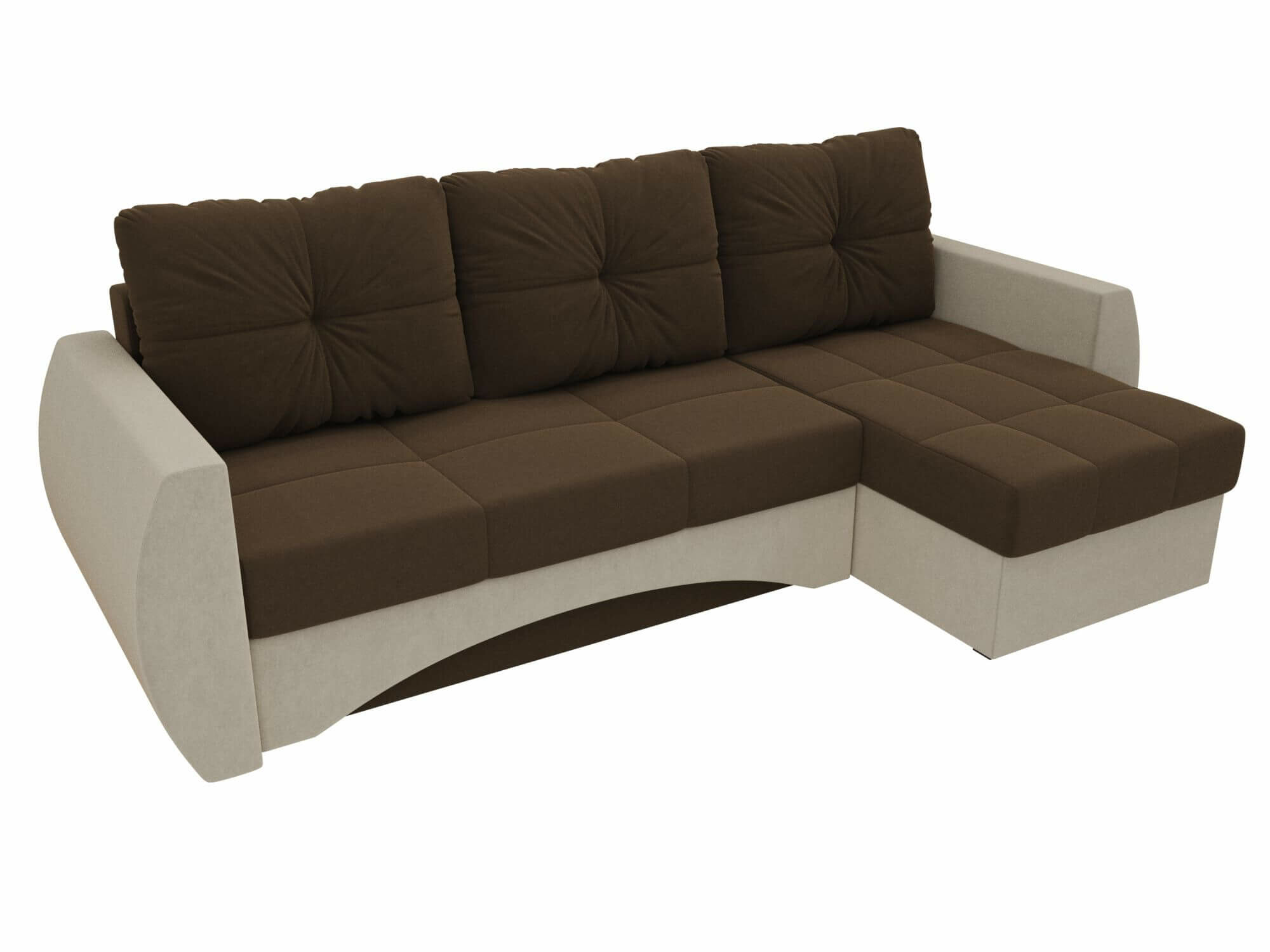 Artum Угловой диван Сатурн микровельвет коричневый бежевый правый