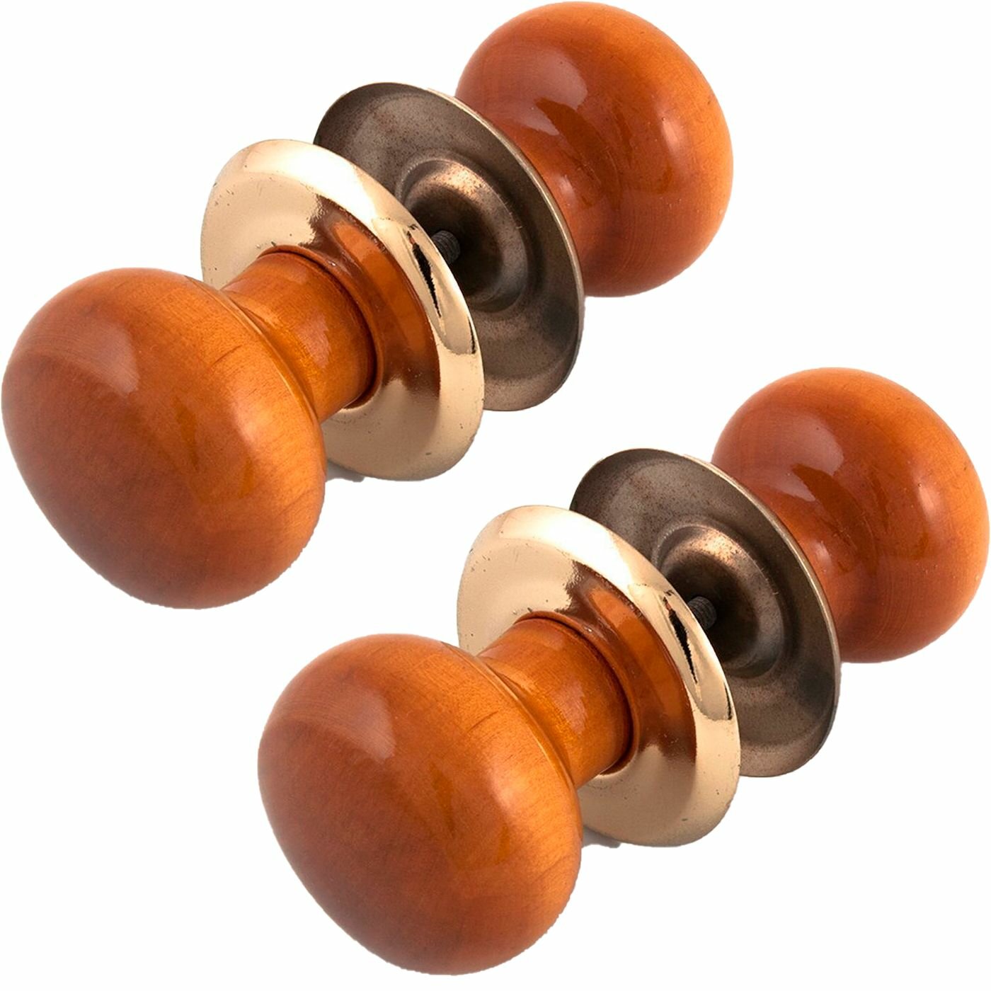 Ручка-кнопка дверная дерево 1Бс1 светлая, золотая планка (комплект 2 штуки)