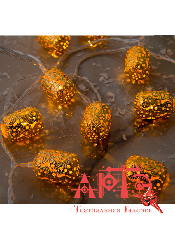 Гирлянда светодиодная “Фонарик” 3 см. длина 4 м. Н. С. LED-20-220V, теплый белый (Цв: Золотой )