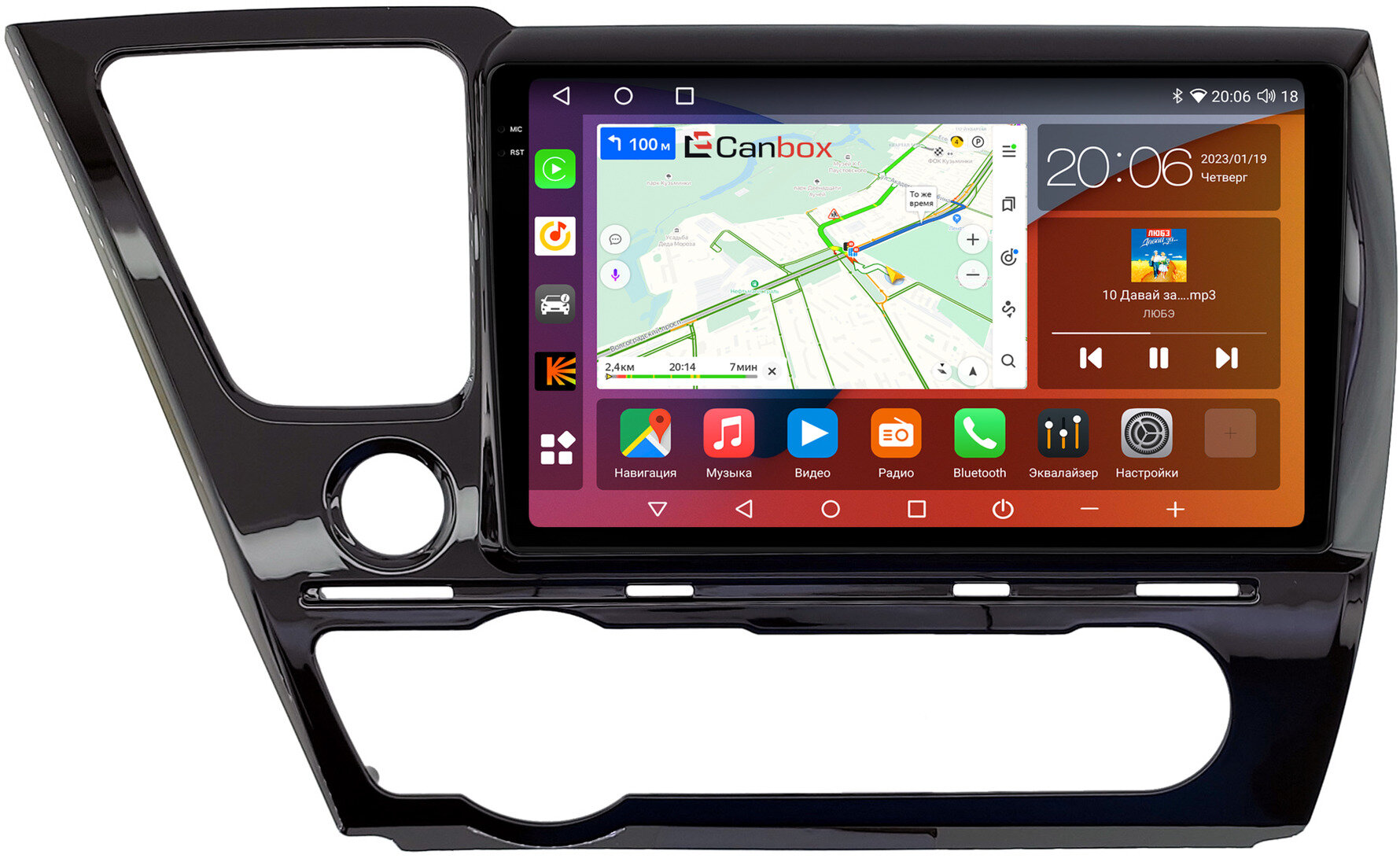 Штатная магнитола Canbox EVO 2K 5814-9-0131 Honda Civic 9 4D 2013-2017 (глянцевая, левый руль, седан) Android 14 (4G-SIM, 4/64, DSP, QLed, AI, 360)