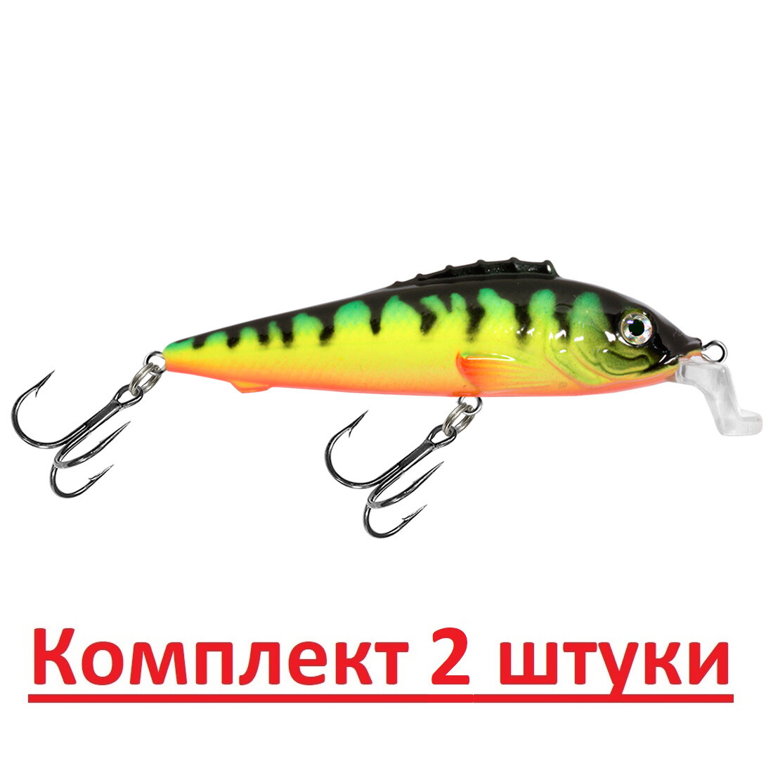 Воблер AQUA ЕРШ SR 75mm, цвет 049 (флуоресцентная макрель), 2 штуки