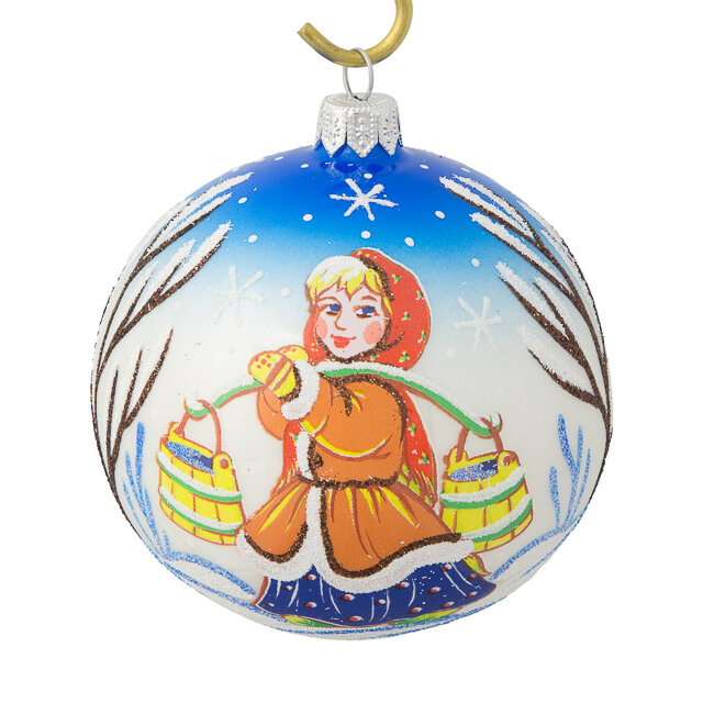 Стеклянный елочный шар Ярославна 9 см, Фабрика Елочка, С1573