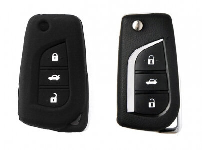 Силиконовый чехол для выкидного ключа тойота Королла 3кнопки АРТ. ВК013