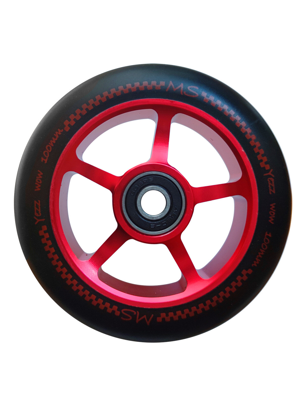 Колесо Yezz Колесо для трюкового самоката Yezz 100 мм 5S-5 спиц одинарных красный