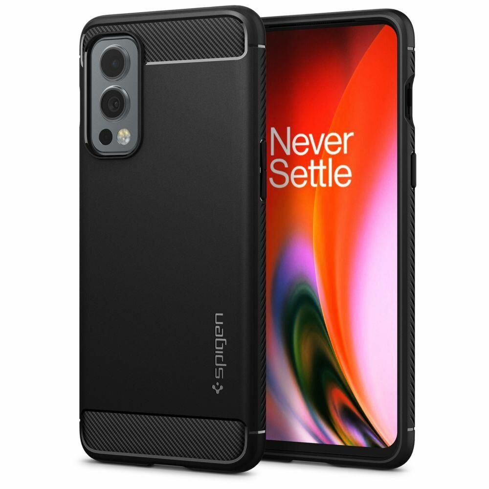 Чехол Spigen на OnePlus Nord 2 5G (ACS03663) Rugged Armor / Спиген чехол для Ван Плас Норд 2 накладка, противоударный, с защитой камеры, черный