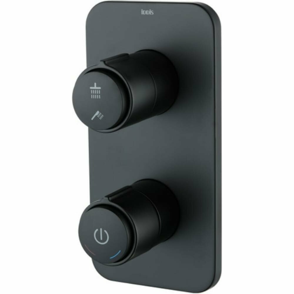 Встраиваемый смеситель IDDIS с двумя выходами, с управлением push control, черный матовый, slide SLIBLBTi67, латунный