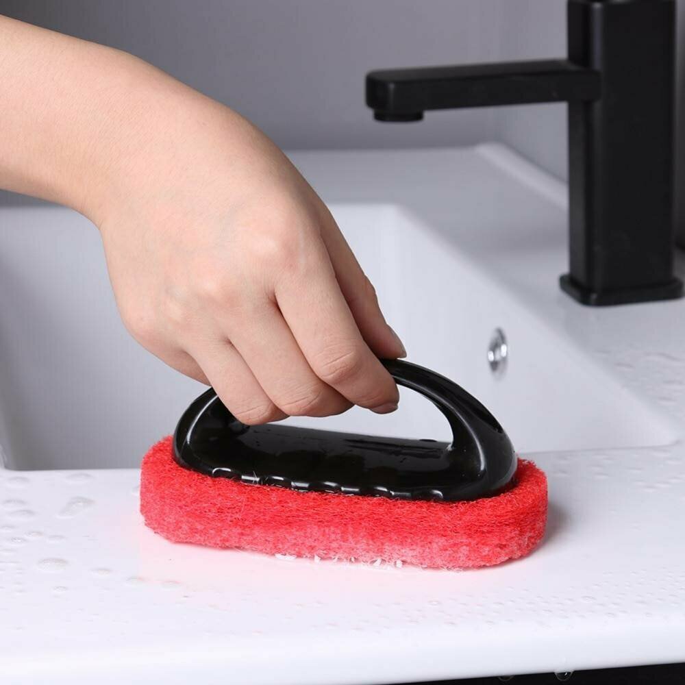 Губка скраб для чистки поверхностей с ручкой, Щетка для чистки ванны кафеля газовой плиты раковины