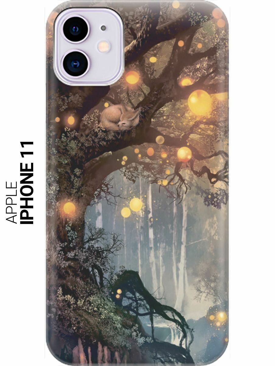 Силиконовый чехол на Apple iPhone 11 / Эпл Айфон 11 с рисунком "Лиса на древе"