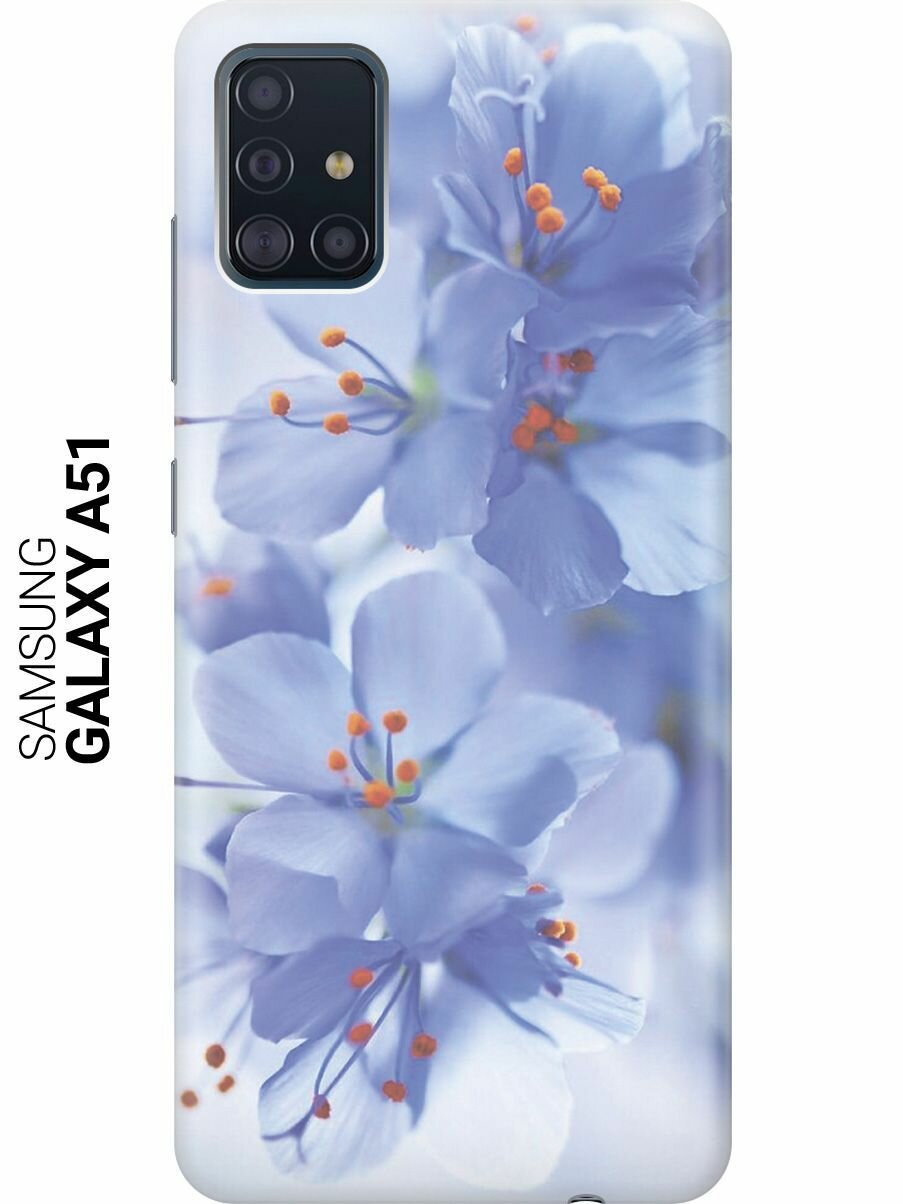 Силиконовый чехол на Samsung Galaxy A51, Самсунг А51 с принтом "Лазурные орхидеи"