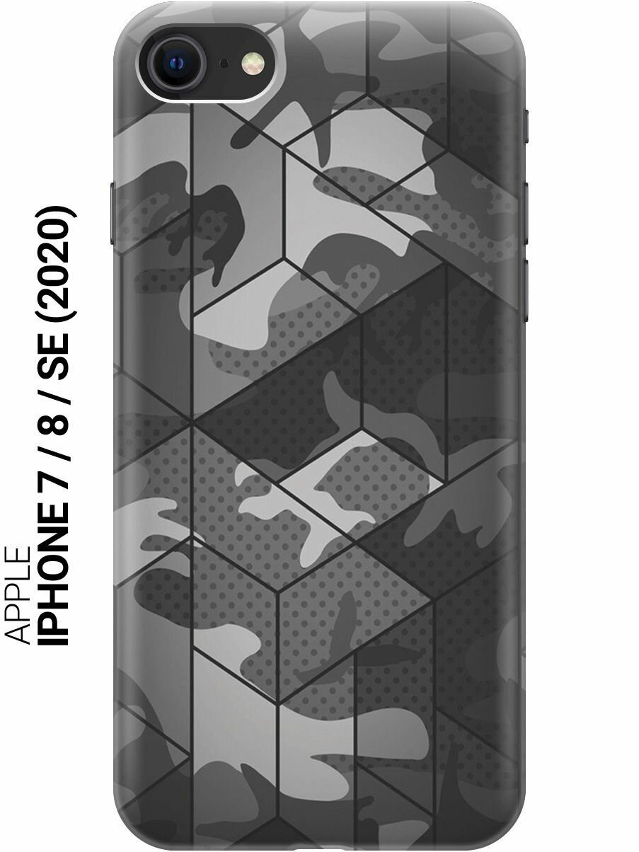 Силиконовый чехол на Apple iPhone SE (2022) / SE (2020) / 8 / 7 / Эпл Айфон СЕ 2022 / СЕ 2020 / 8 / 7 с рисунком "Камуфляжная геометрия"