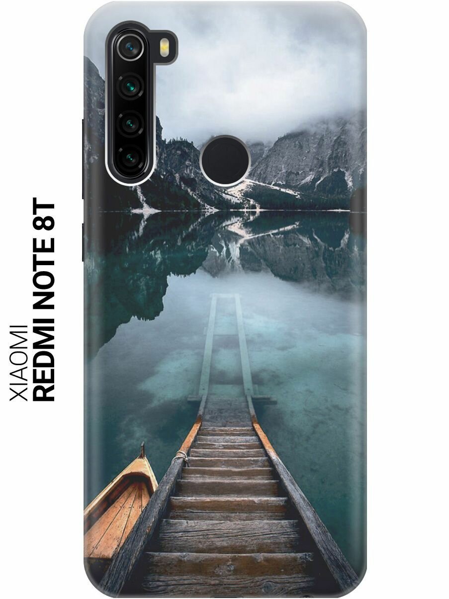 Силиконовый чехол на Xiaomi Redmi Note 8T, Сяоми Редми Ноут 8Т с принтом "Горы, озеро, облака"