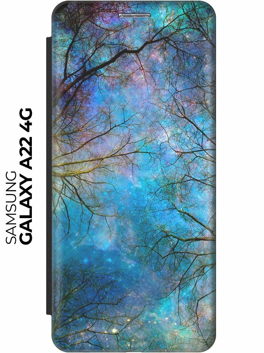 Чехол-книжка Ночное небо в ветвях на Samsung Galaxy A22 / M32 / M22 / Самсунг А22 / М32 / М22 черный