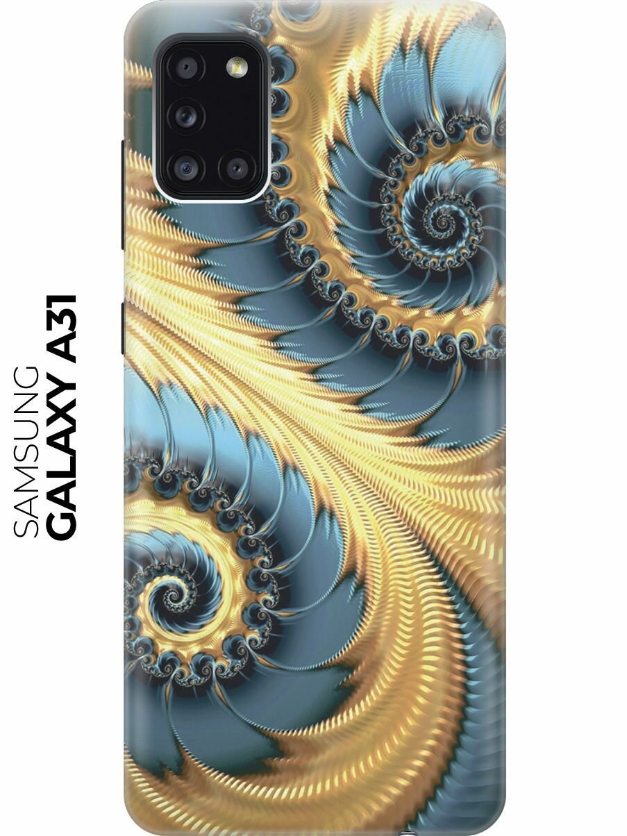 Силиконовый чехол Сине-золотые узоры на Samsung Galaxy A31 / Самсунг А31