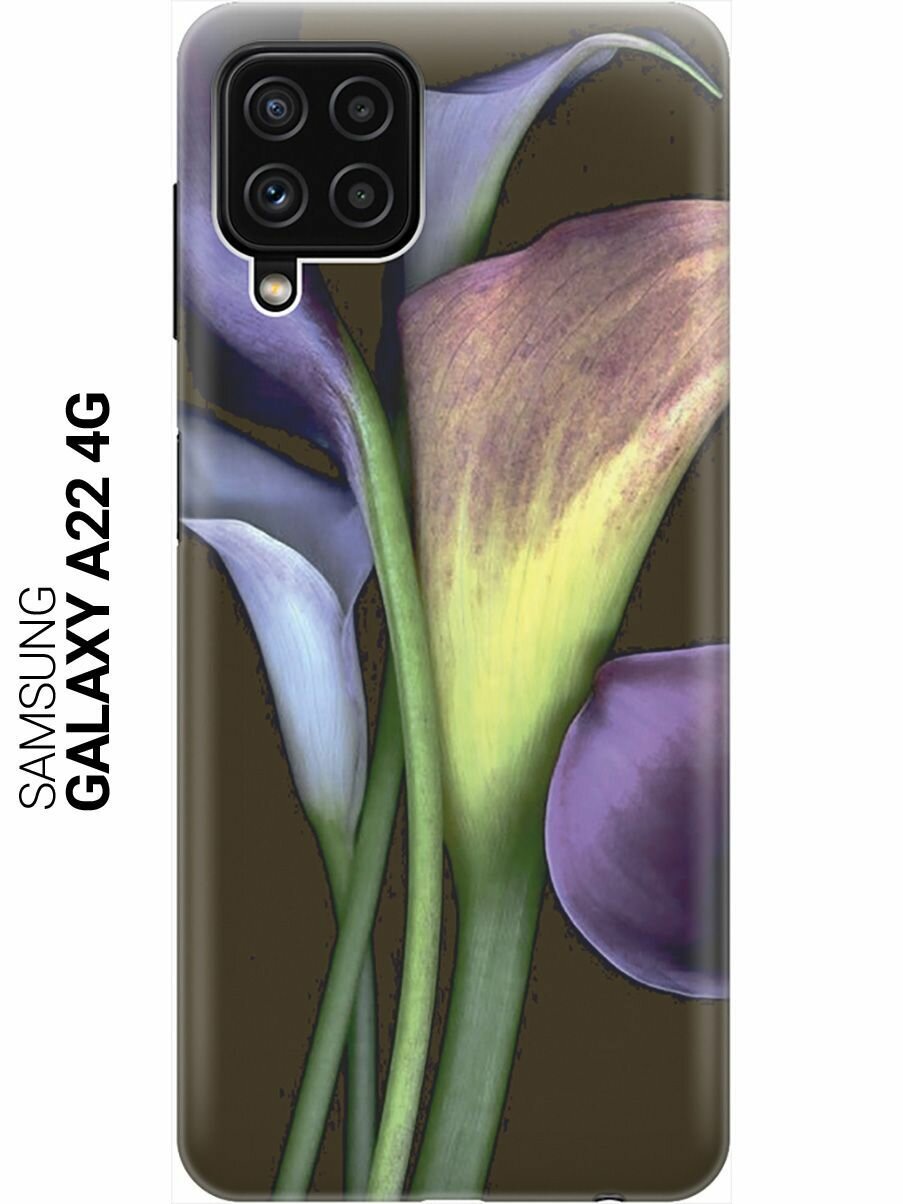 Силиконовый чехол на Samsung Galaxy A22, M32, M22, Самсунг А22, М32, М22 с принтом "Каллы"