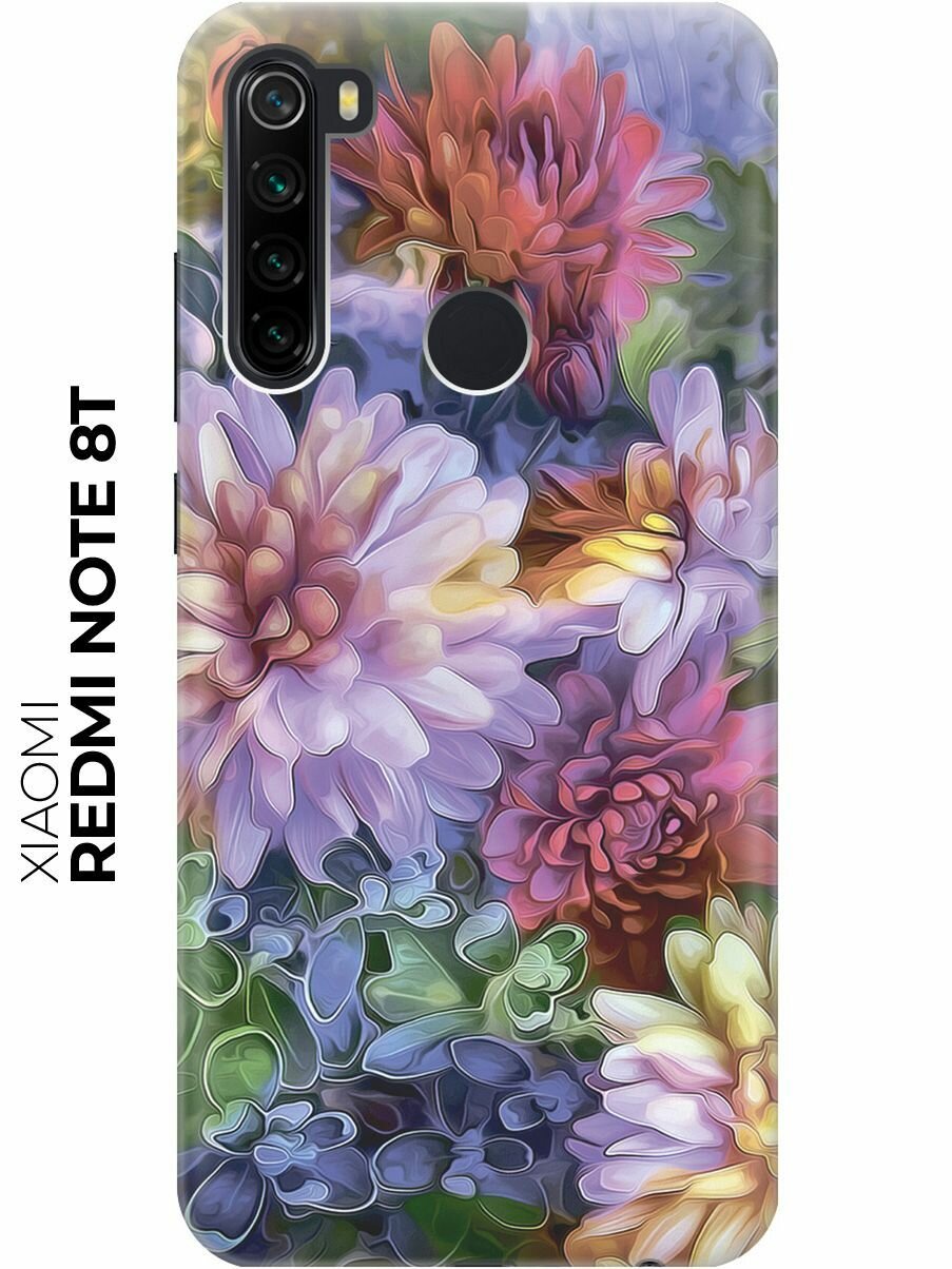 Силиконовый чехол Цветные хризантемы на Xiaomi Redmi Note 8T / Сяоми Редми Ноут 8Т