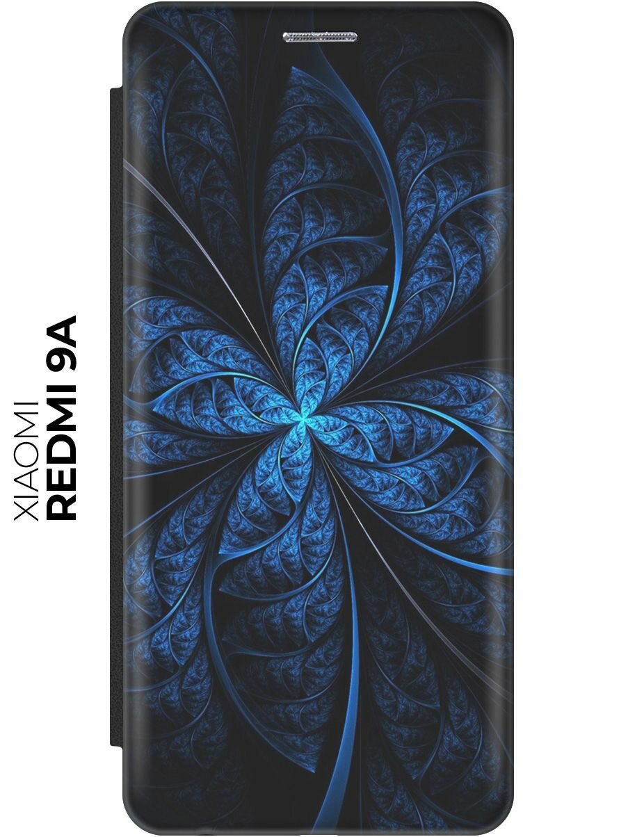Чехол-книжка Темно-синяя абстракция на Xiaomi Redmi 9A / Сяоми Редми 9А черный