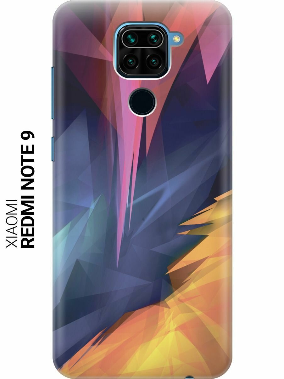 Силиконовый чехол на Xiaomi Redmi Note 9, Сяоми Редми Ноут 9 с принтом "Розовый, синий, желтый"