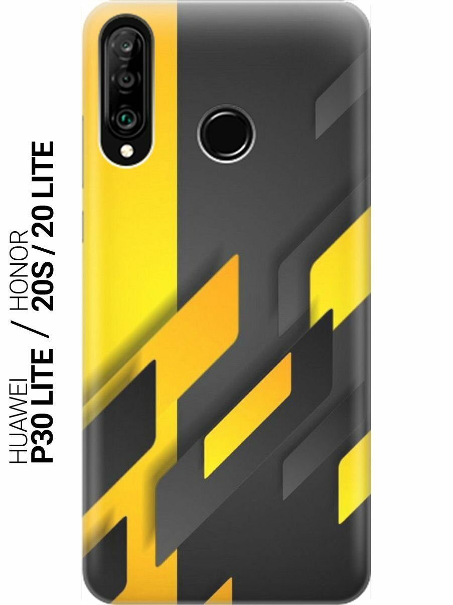 Ультратонкий силиконовый чехол-накладка для Huawei P30 Lite, Honor 20S, Honor 20 Lite с принтом "Черно-желтая абстракция"