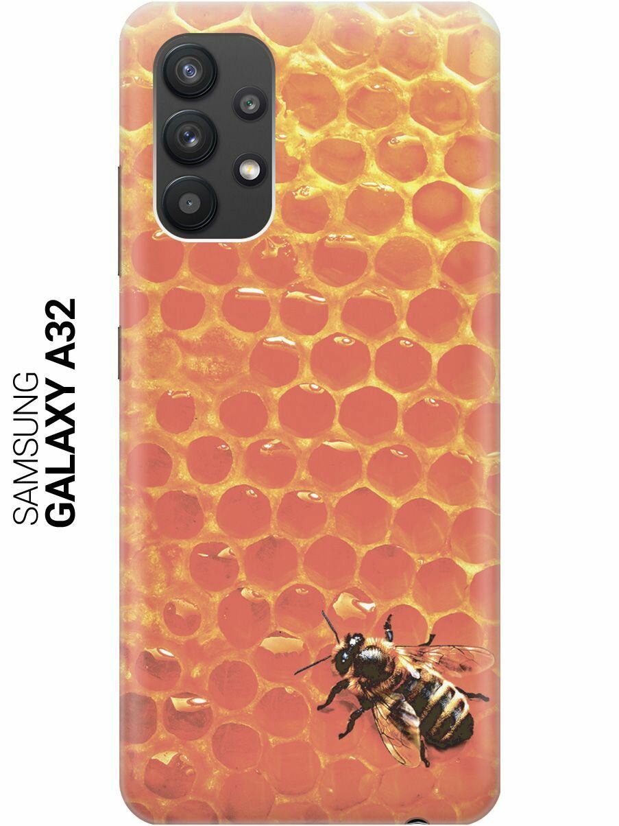 Силиконовый чехол на Samsung Galaxy A32, Самсунг А32 с принтом "Соты и пчела"