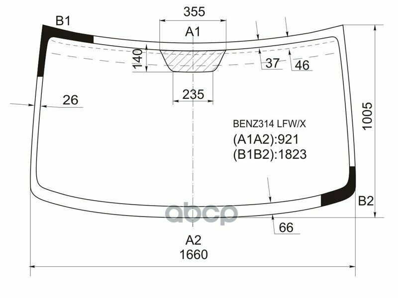 Стекло лобовое (Высокая крыша) Mercedes-Benz Sprinter 95-06 / Sprinter classic RUS 13-20 XYG арт. BENZ314 LFW/X