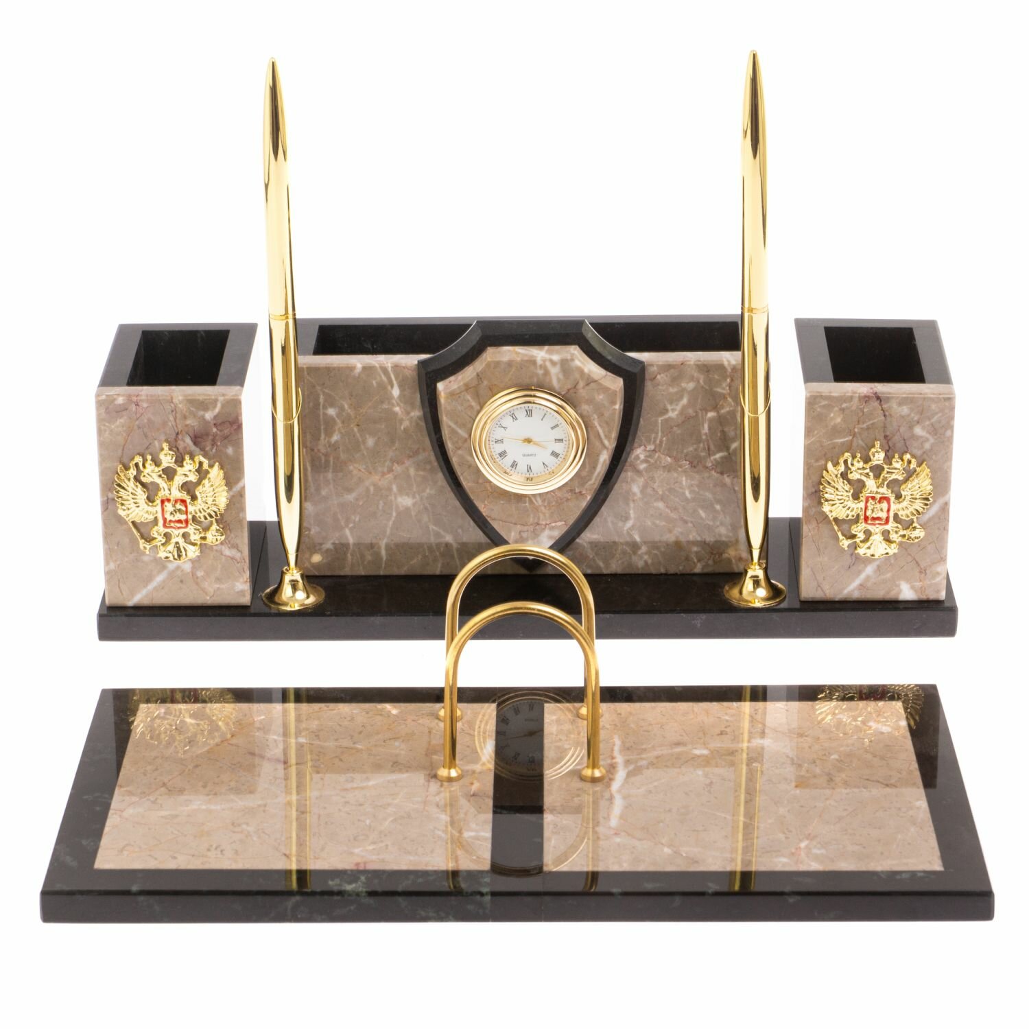 Письменный набор "Щит из бежевого мрамора 126527