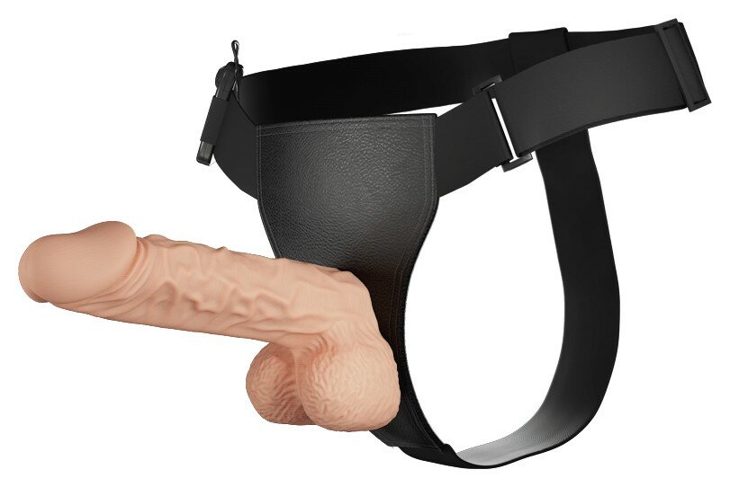 Телесный женский вибрострапон на ремешках с проводным пультом Baile