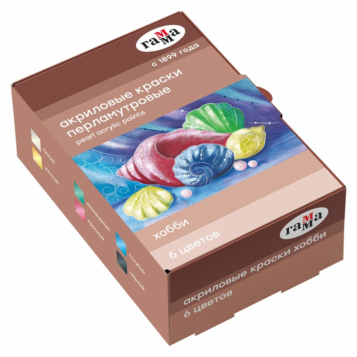 Краска акриловая перламутр Хобби 20мл 6 цветов Гамма