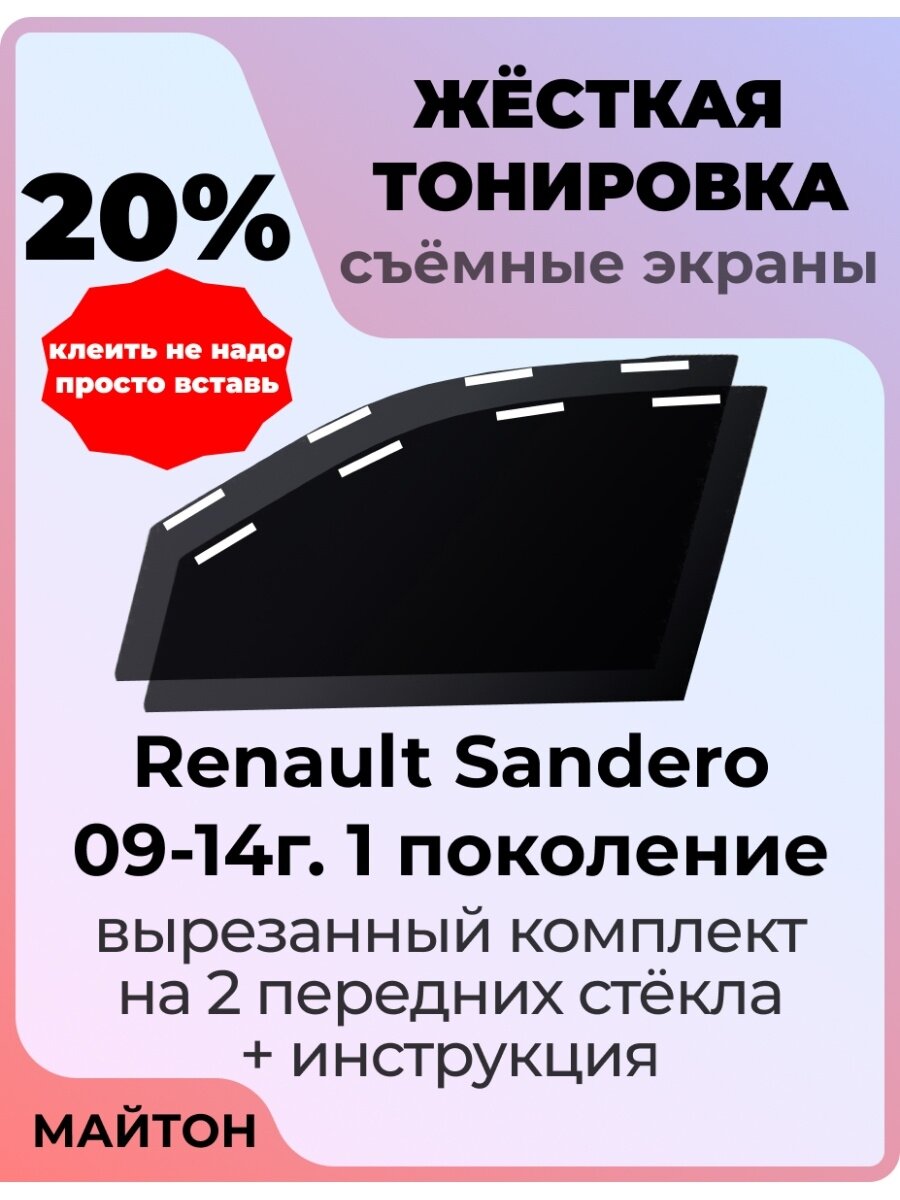 Жёсткая тонировка Renault Sandero 2009-2014 год 1 поколение 20%