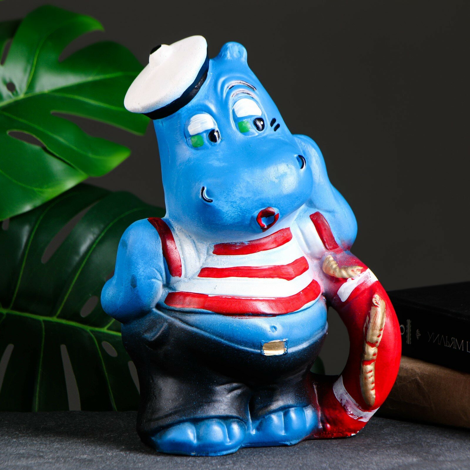 Копилка для денег «Бегемот - моряк», гипс, 17×17×29 см