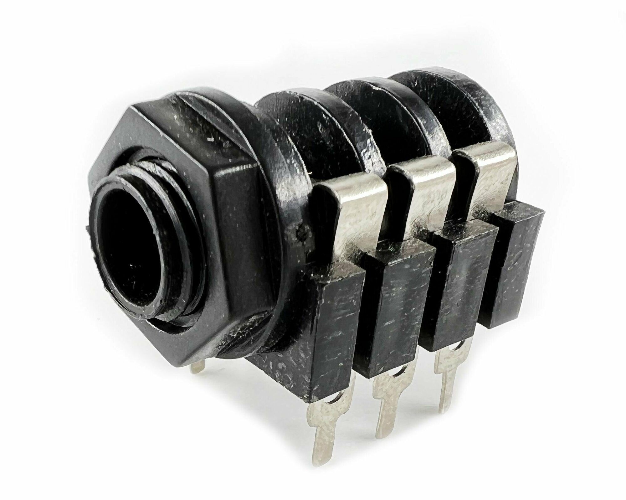 Разъем аудио Jack 6.35 мм гнездо стерео пластик на корпус с гайкой( 1 штука)