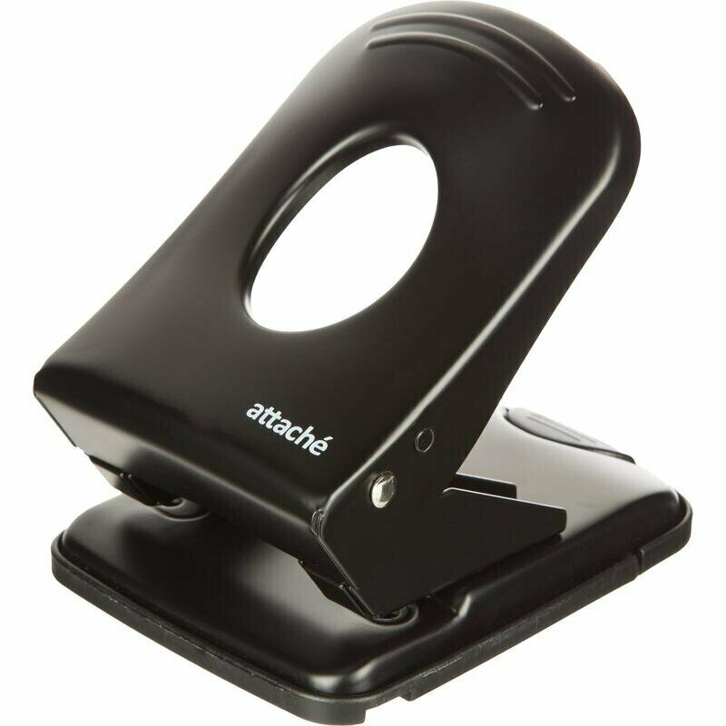 Дырокол Attache Economy до 40 листов черный с линейкой, 1613576