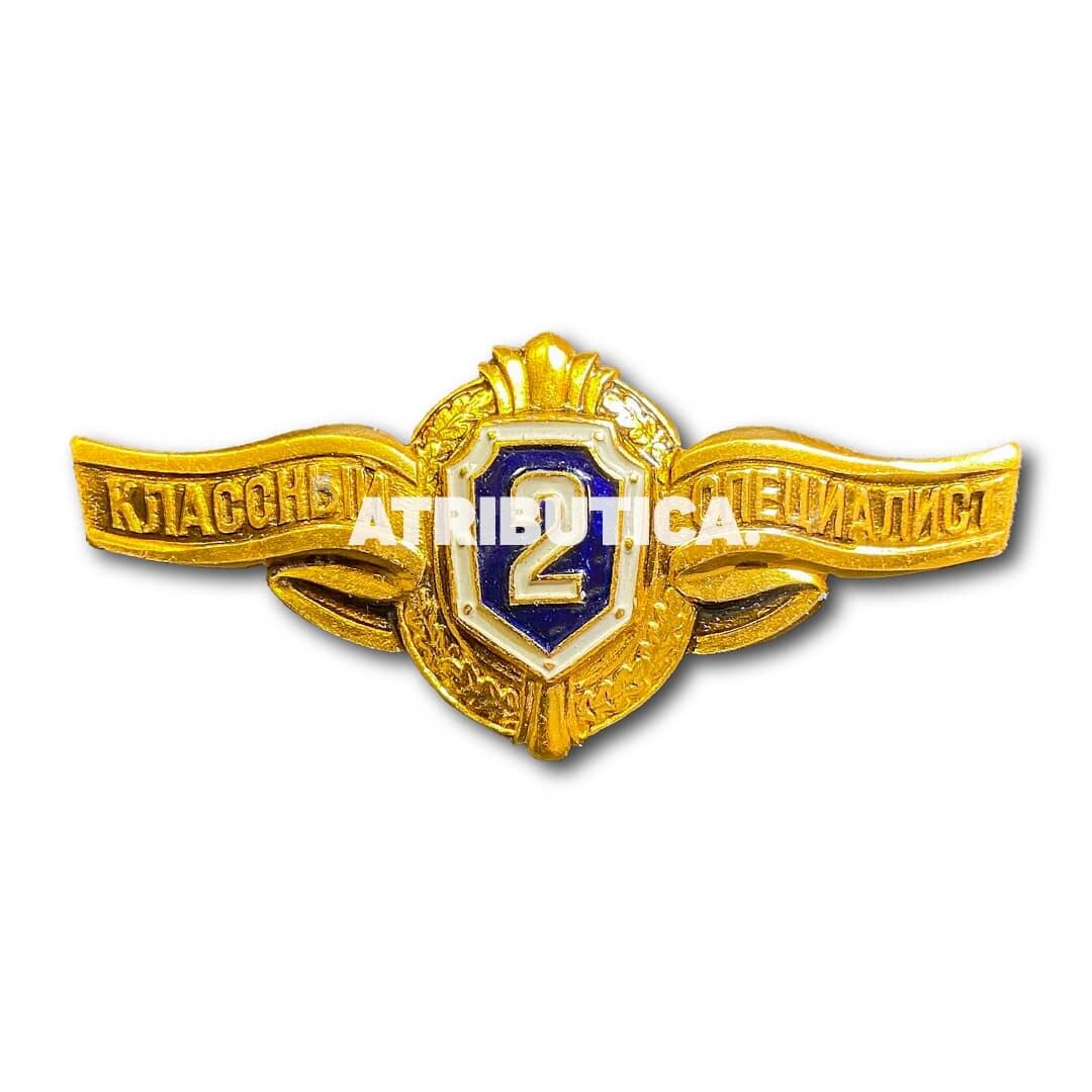 Знак Нагрудный Классность Рядового Состава 2 Класс (Золотистый / Пимса)
