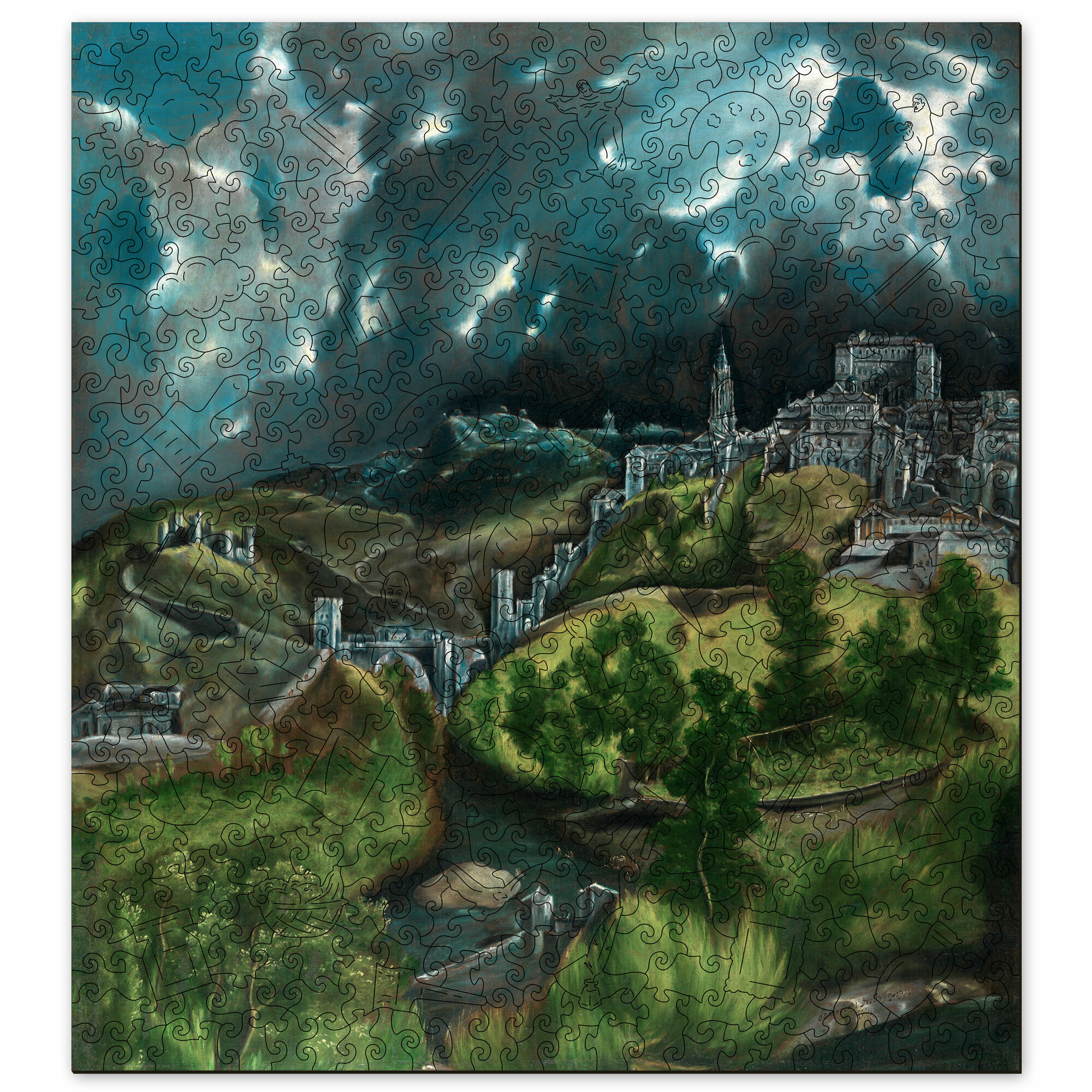 Деревянные пазлы для взрослых и детей/Вид Толедо/головоломка-игра/подарочный набор