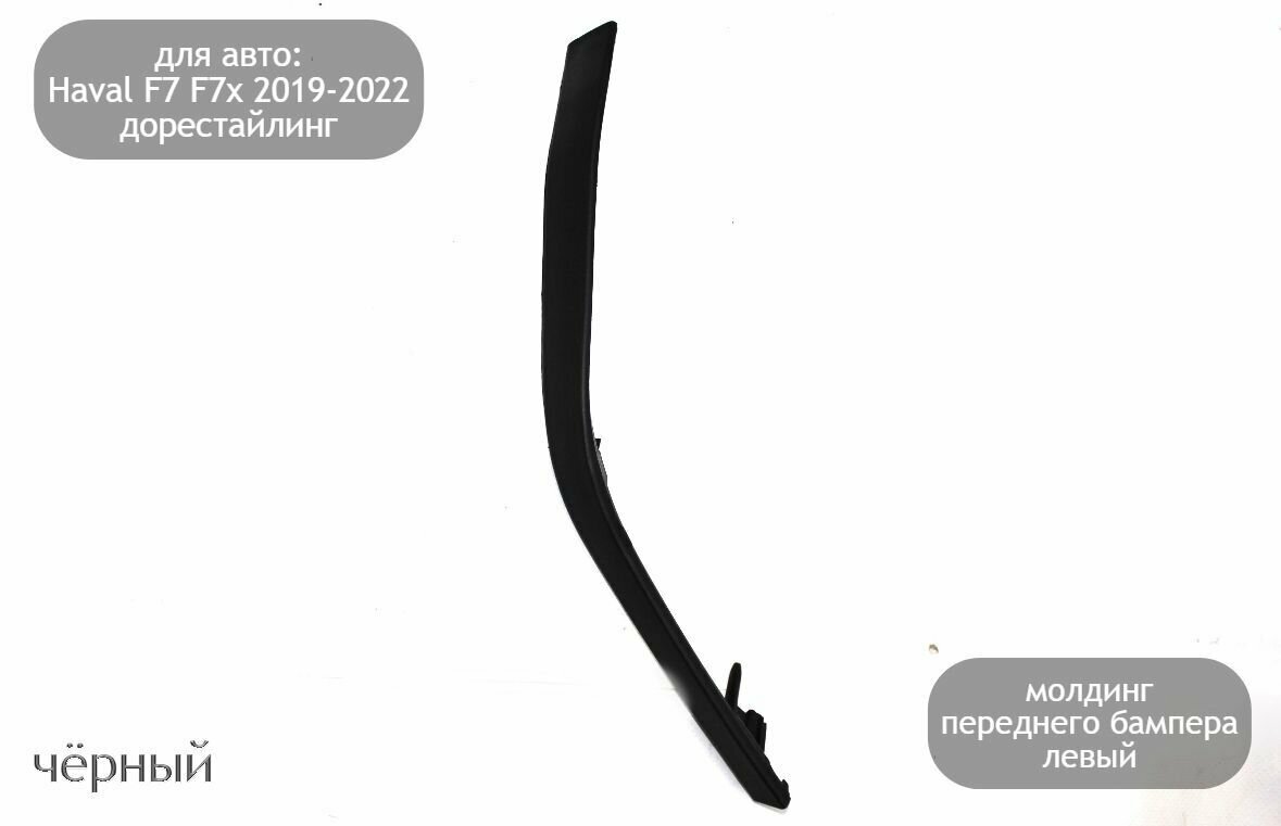 Молдинг переднего бампера левый для Haval F7 F7x 2019-2022 (дорестайлинг)