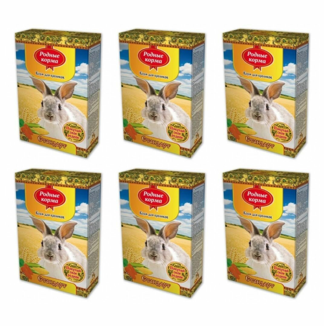 Родные Корма Корм для кроликов, стандарт, 400 г, 6 штук