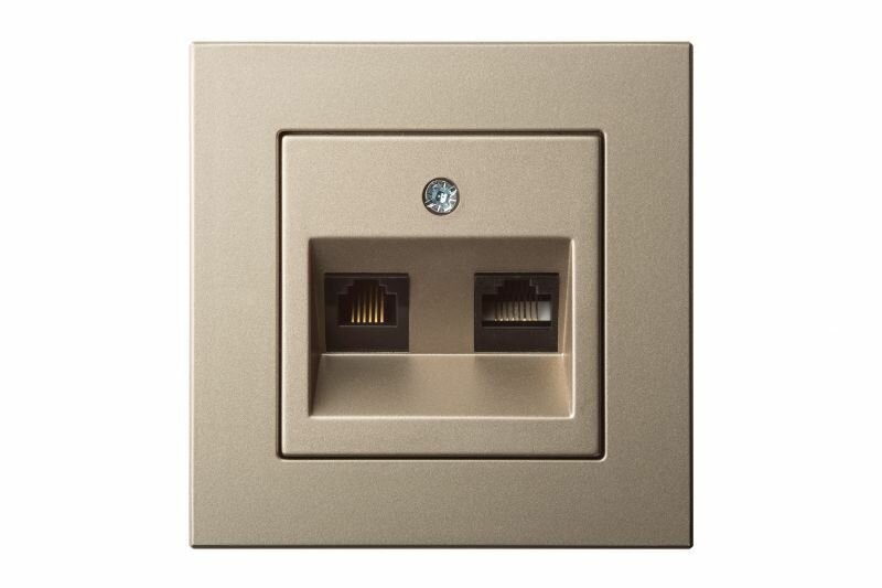 LIREGUS Розетка Телефонная и Компьютерная (RJ11+RJ45) Шампань LIREGUS EPSILON