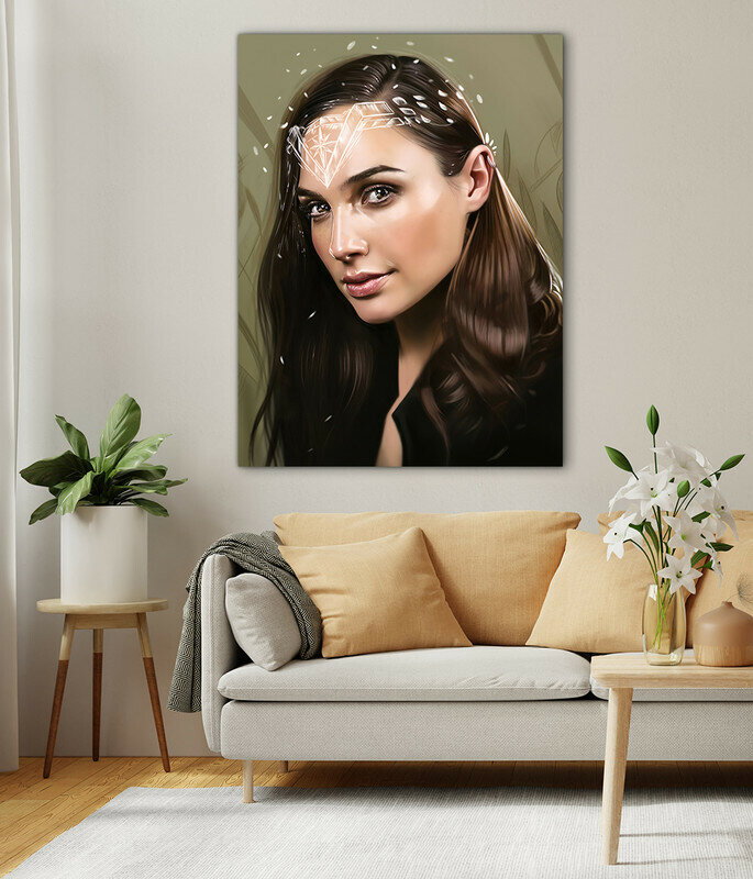 Интерьерная картина на холсте "Галь Гадот - Чудо-женщина" размер 22x30 см