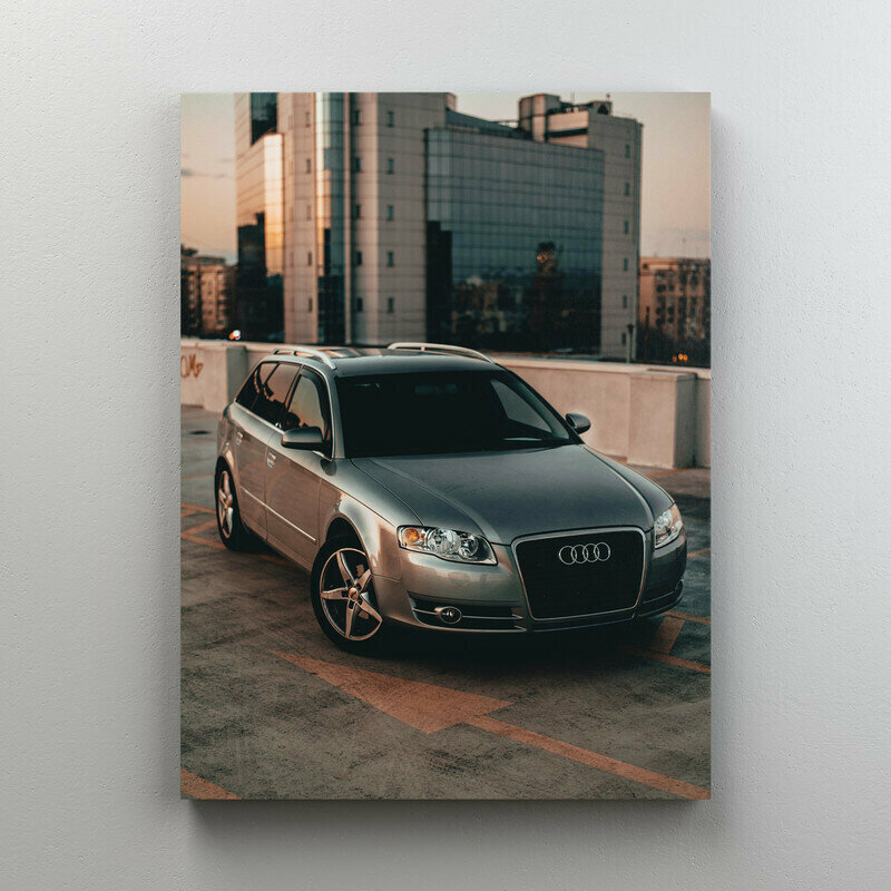Интерьерная картина на холсте "Автомобиль Audi A4 - Ауди А4 хром" размер 30x40 см